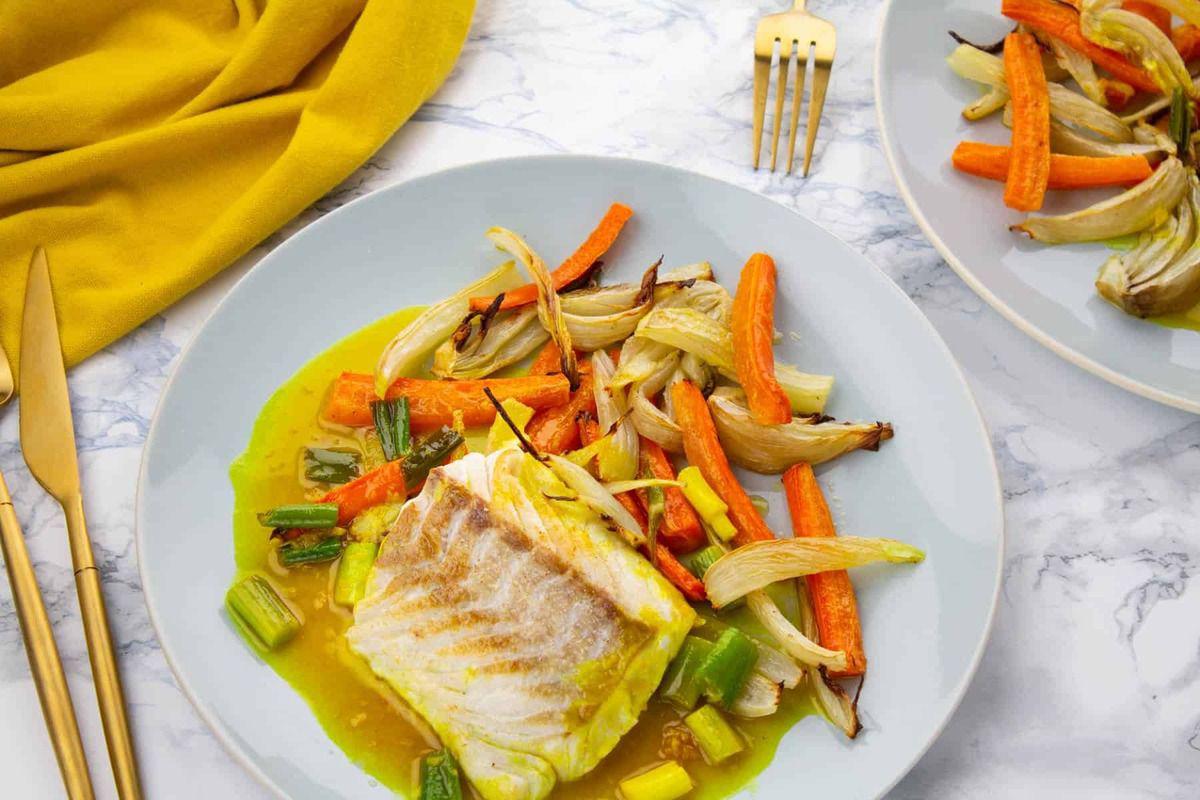 Poisson Sauce Jiānghuáng & Légumes Rôtis - Recette - Les Commis